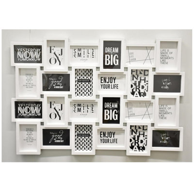 24 Pictures Multi Aperture Zig Zag Style Photo Frame Holds 6x4 inch White