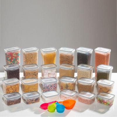 24 Piece Clear Plastic Food Storage Containers Set With Clip Seal Lock ...