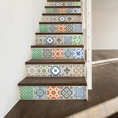 24 Pieces 15x15cm Vintage Porcelain Tile Stickers | DIY at B&Q