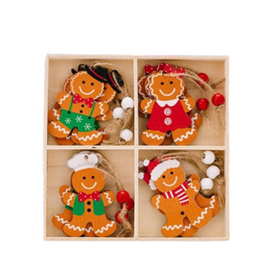 24 Pieces Christmas Gingerbread Wooden Hanging Ornaments