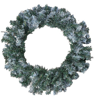 24" PVC Christmas Wreath With 160 Tips & Snow Effect