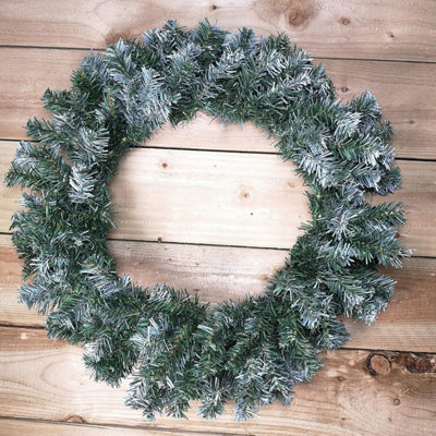 24" PVC Christmas Wreath With 160 Tips & Snow Effect