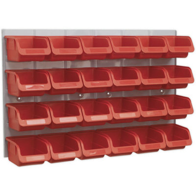 24 Red 100 x 110 x 75mm Plastic Storage Bin & Wall Panel Warehouse ...