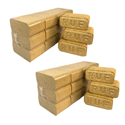 24 RUF Briquettes 20kg Compressed Wood Eco Friendly Heat Bricks Blocks ...