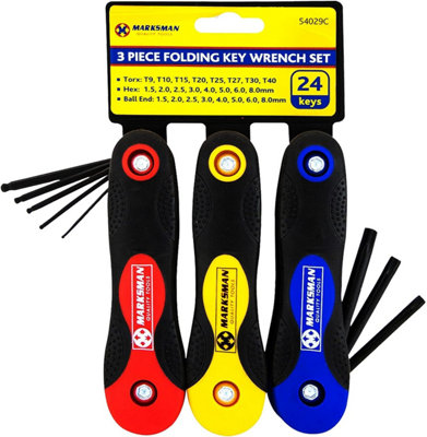 24 X 3pc Folding Key Wrench Set Home Garage Pocket Size Hand Tools ...