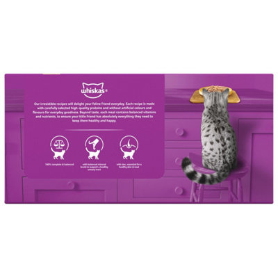 24 x 400g Whiskas 1+ Adult Wet Cat Food Tins Mixed Farm Menu in Jelly