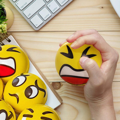 24 x Happy Yellow Balls - Light weight Foam Stress Relief Balls Party ...