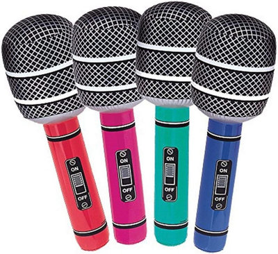 24 x Inflatable Microphones Toys Mic Mike Blow Up Musical Instruments ...