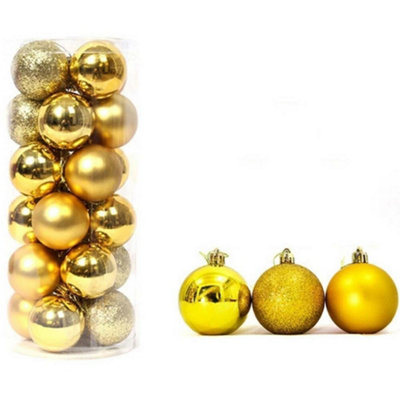 24 Xmas Tree Luxury Mini Baubles Gold and red Glitter and Matte 2.5cm UK