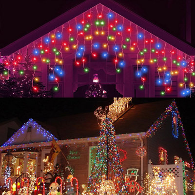 240 LED Icicle String Lights, 8 Modes Waterproof Icicle Christmas ...
