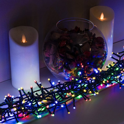 240 Multi-Coloured Multi-Function LED Xmas String Lights - Green Cable