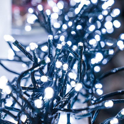 240 White Multi-Function LED Xmas String Lights - Green Cable