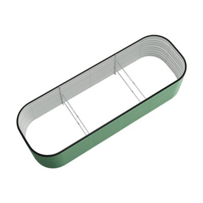 240cm W Light Green Oval Garden Three-grid Metal Raised Bed Galvanized ...