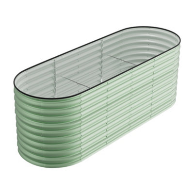 240cm W Light Green Oval-Shaped Galvanized Steel Raised Garden Bed ...