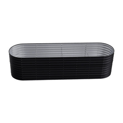 240cm W x 80cm D Anthracite Galvanized Raised Bed Kits Oval Outdoor ...