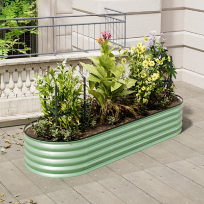 240cm W x 80cm D Light Green Galvanized steel Raised Garden Bed Kit ...