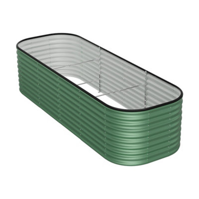 240cm W x 80cm D Oval-Shaped Galvanized Steel Raised Garden Bed Outdoor ...