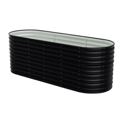240cm W x 80cm D Oval-Shaped Galvanized Steel Raised Garden Bed Outdoor ...
