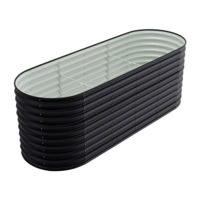 240cm W x 80cm D Oval-Shaped Galvanized Steel Raised Garden Bed Outdoor ...