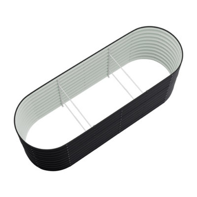 240cm W x 80cm D Oval-Shaped Galvanized Steel Raised Garden Bed Outdoor ...