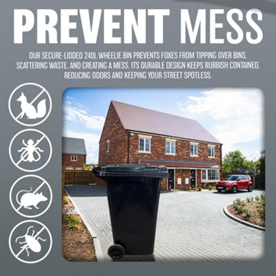 240L Black Wheelie Bin Outdoor Household Commercial Industrial Council ...