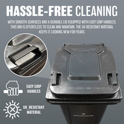 240L Black Wheelie Bin Outdoor Household Commercial Industrial Council ...