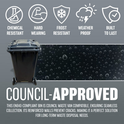 240L Black Wheelie Bin Outdoor Household Commercial Industrial Council ...