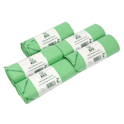 240L Compost Bag Compostable Bin Liners (Large Wheelie Bins) - 5 Rolls