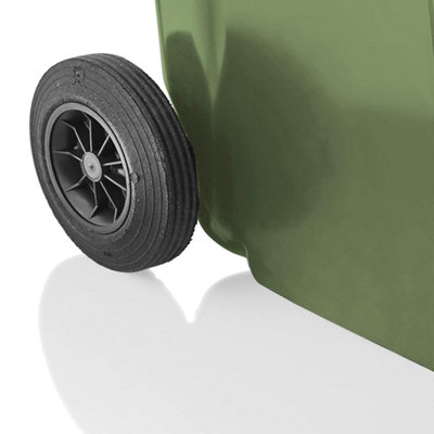 240L Green General Waste Recycling Trash Wheelie Bin With Lid, Handle ...