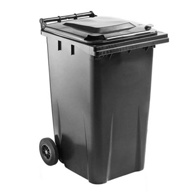 240L Grey General Waste Recycling Trash Wheelie Bin With Lid, Handle ...