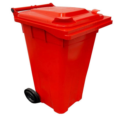 240L Red General Waste Recycling Trash Wheelie Bin With Lid, Handle ...