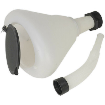 240mm Heavy Duty Funnel with Closing Lid - Removable Flexi Spout - Mesh ...