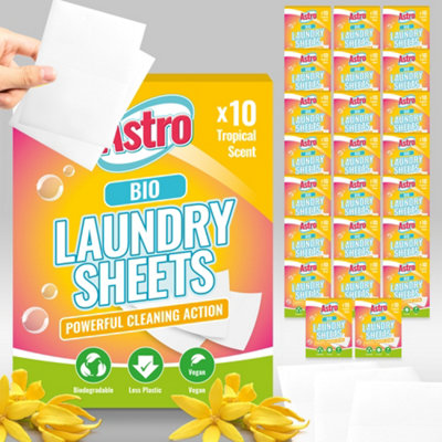240pk Non-Bio Laundry Detergent Sheet, Cotton Scent Washing Powder ...
