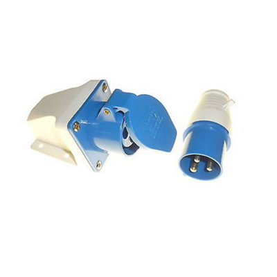 240V 32A Blue 2 Pin + Earth Socket