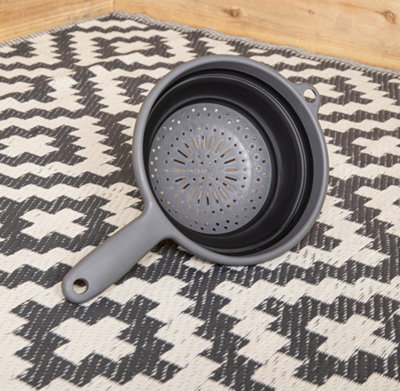 24cm Black and Grey Collapsible Folding Colander Sieve with Handle