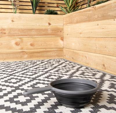 24cm Black and Grey Collapsible Folding Colander Sieve with Handle