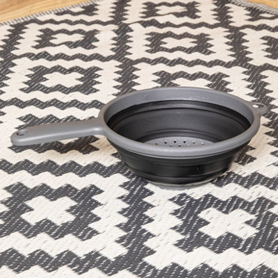 24cm Black and Grey Collapsible Folding Colander Sieve with Handle