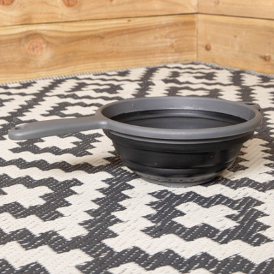 24cm Black and Grey Collapsible Folding Colander Sieve with Handle