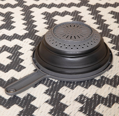 24cm Black and Grey Collapsible Folding Colander Sieve with Handle