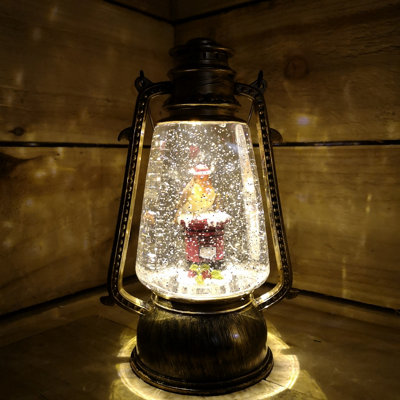 24cm Christmas Water Spinner Antique Effect Hurricane Lantern with ...