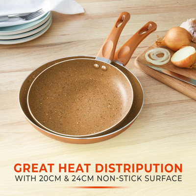 24cm Copper Granite-effect Frying Pan, Resistant to Scratches ...