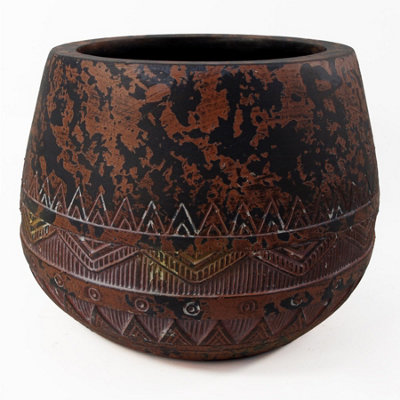 24cm x 30cm Large Zaturn Planter Brown / Black | DIY at B&Q