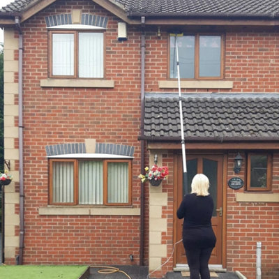 24ft Water Fed Telescopic Window Cleaning Pole Kit with Brush & Nozzles