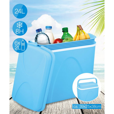 24L Blue Cool Box Ice Box 39x25x38CM for Food and Drinks - Portable ...