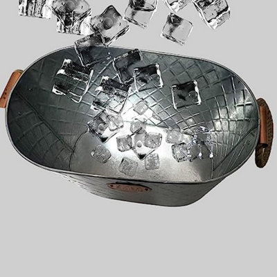 24L Cold Drinks GALVANISED Steel Oval TUB Beverage Lager Outdoor ICE Bucket