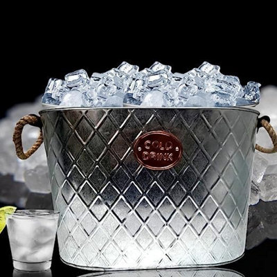 24L Cold Drinks GALVANISED Steel Oval TUB Beverage Lager Outdoor ICE Bucket