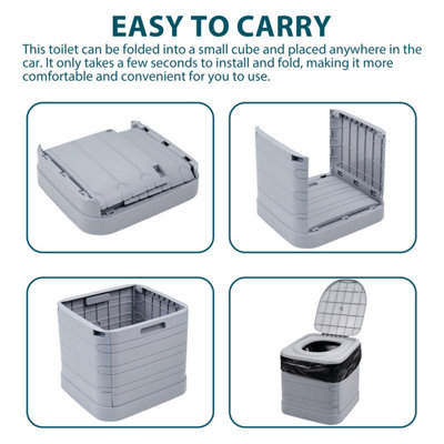 24L PORTABLE FOLDING CAMPING TOILET COMPACT POTTY LOO CARAVAN PICNIC ...