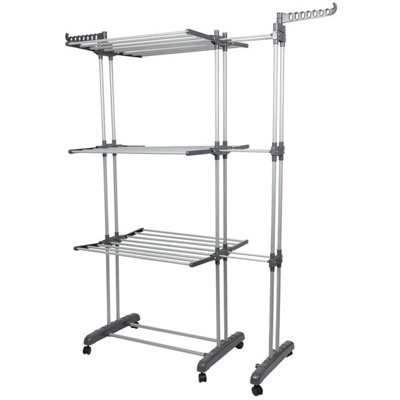 24M FOLDING CLOTHES AIRER WITH CASTOR WHEELS HEAVY-DUTY DRYING RACK, 30 ...