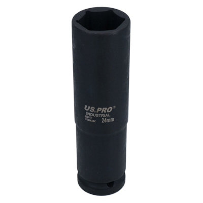 24mm Extra Deep Long Metric MM Impact Socket 1/2" Drive 6 Sided Single ...