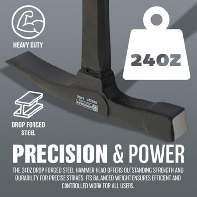 24oz Masons Hammer Heavy Duty Brick Masonry Builders Hand Tools Grip ...